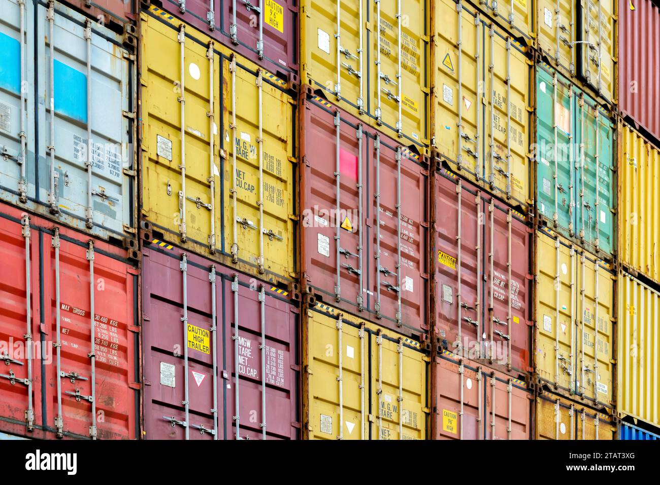 standard shipping containers in a container terminal before loading on ...