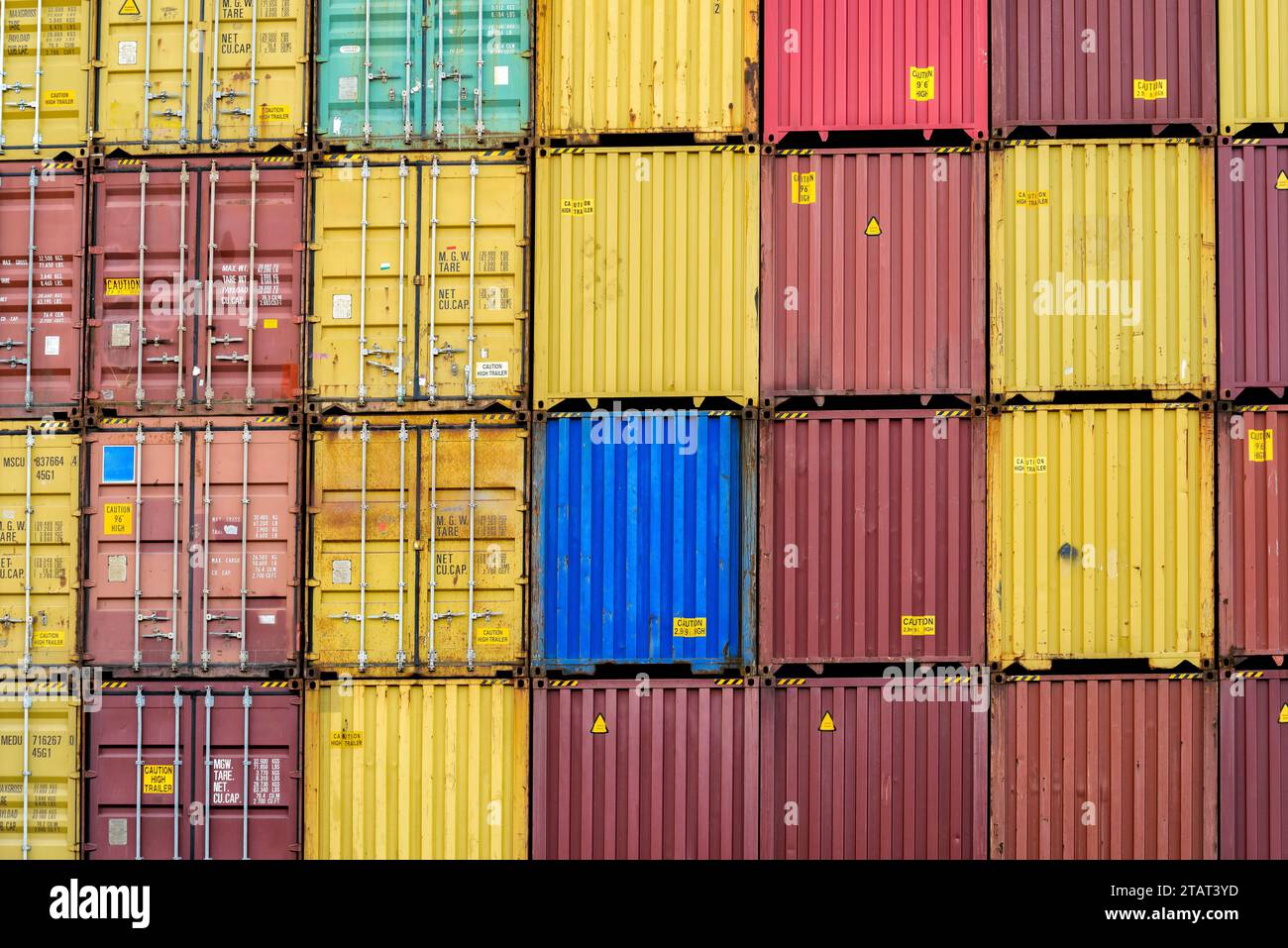 standard shipping containers in a container terminal before loading on ...