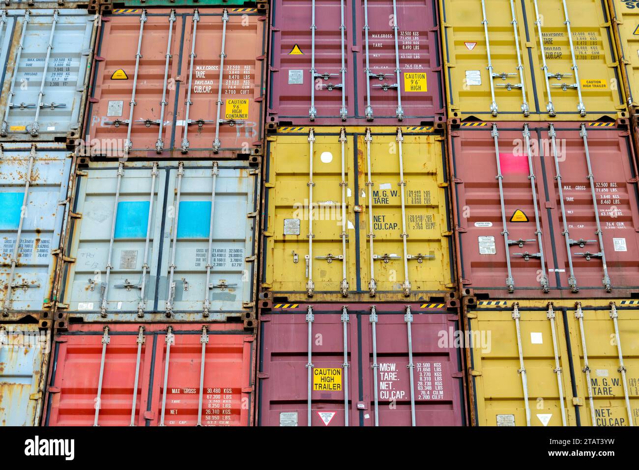 standard shipping containers in a container terminal before loading on ...