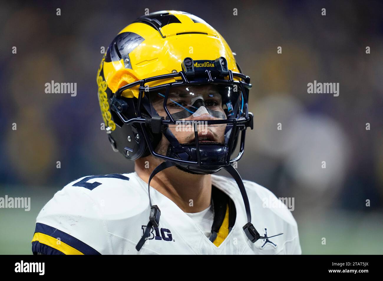 Michigan running back Blake Corum stands on the field before the team's ...