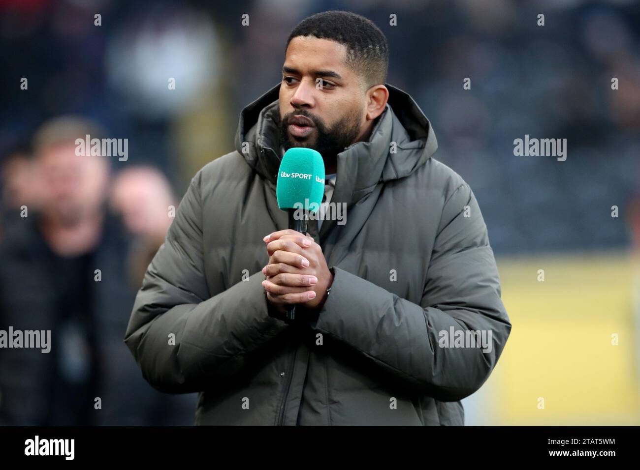 ITV football presenter Hugh Woozencroft during the Sky Bet Championship ...