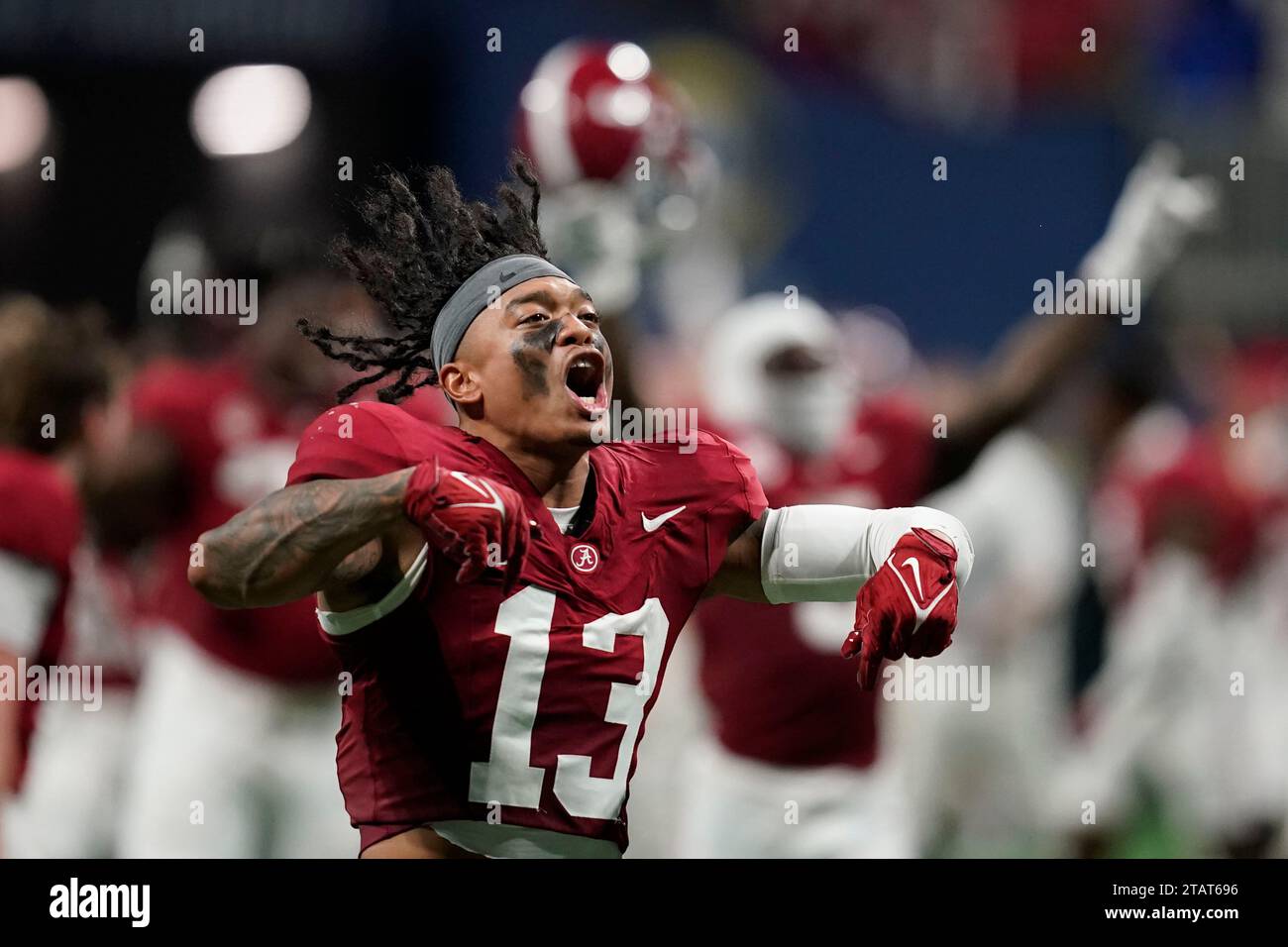 Alabama defensive back Malachi Moore (13) celebrates after the ...