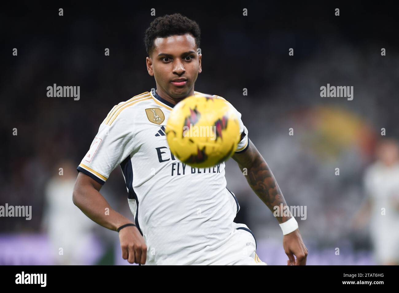 Madrid, Spain. 2nd Dec, 2023. Rodrygo of Real Madrid competes during a ...