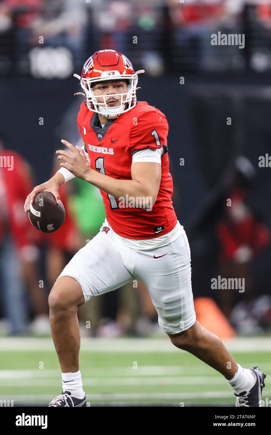 December 02, 2023: UNLV Rebels quarterback Jayden Maiava (1) looks for ...