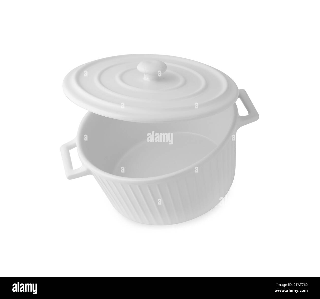 One empty ceramic pot with lid isolated on white Stock Photo - Alamy