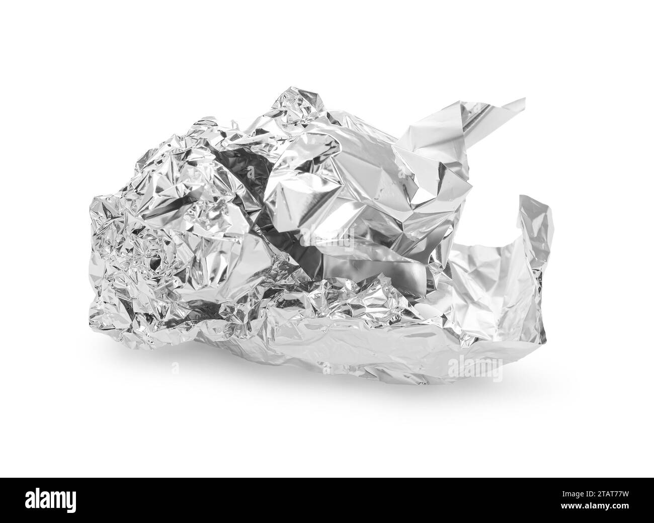 Crumpled piece of aluminum foil isolated on white Stock Photo - Alamy