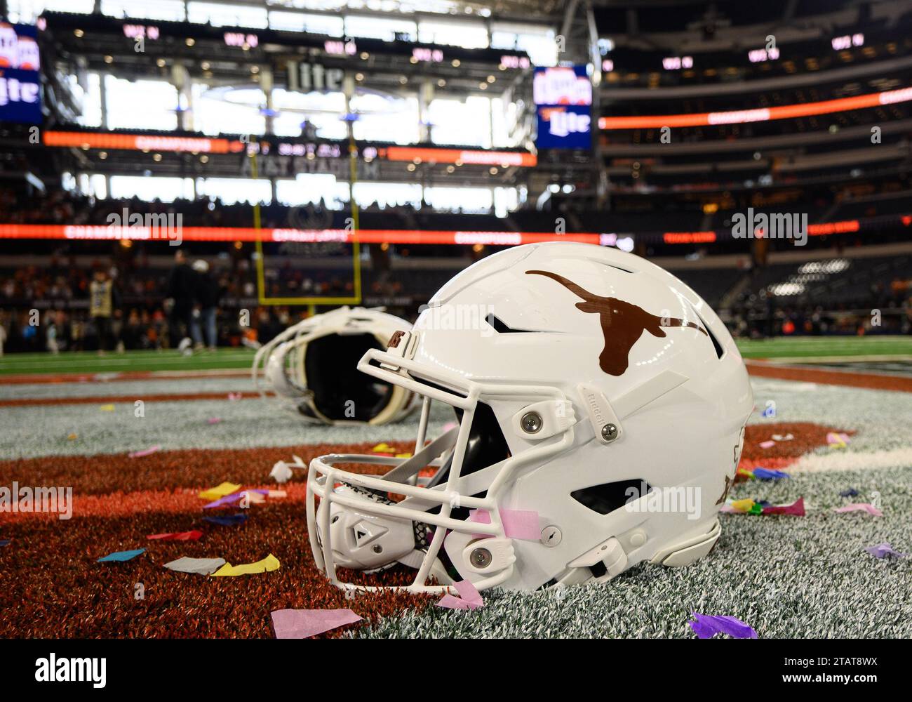 Arlington, Texas, USA. 2nd Dec, 2023. Texas Longhorns football helmet ...