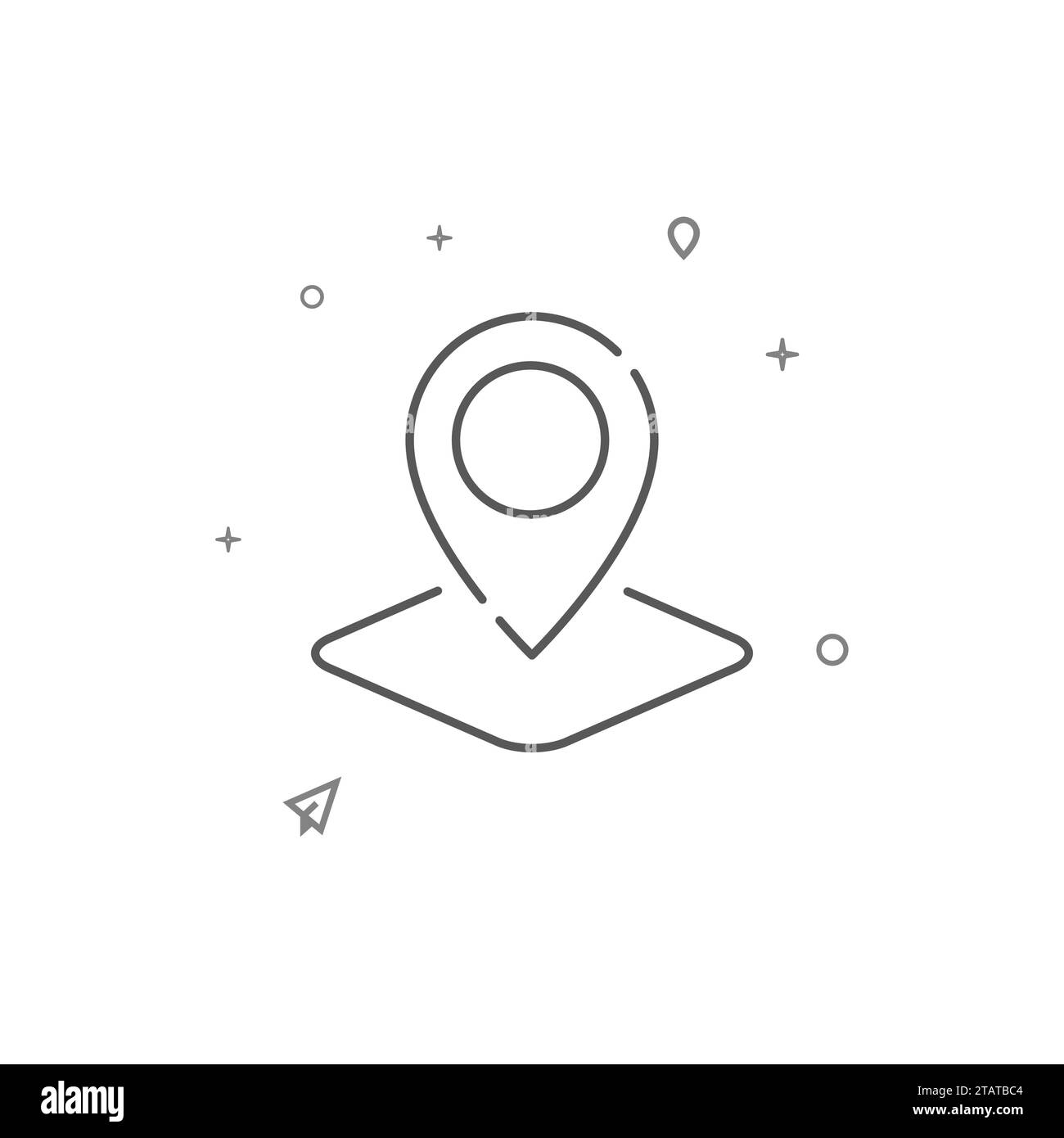 Map pin, location simple vector line icon. Symbol, pictogram, sign ...