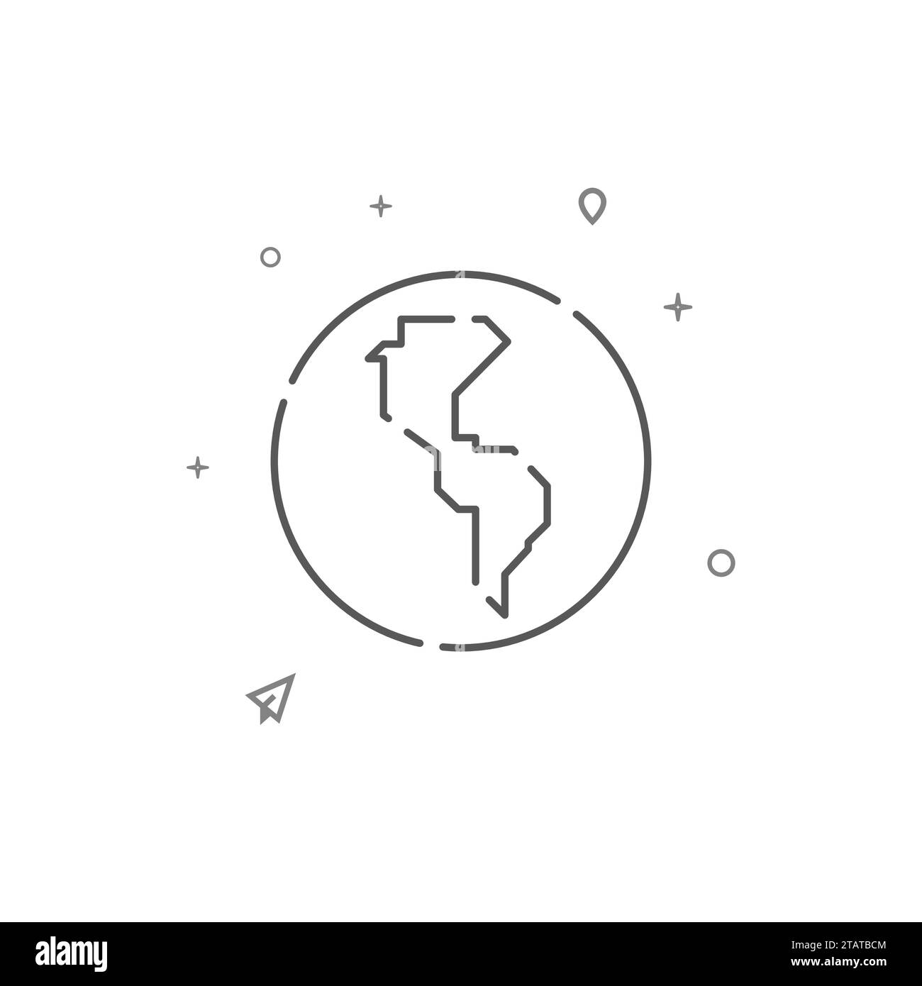 Planet Earth, continents simple vector line icon. Symbol, pictogram ...