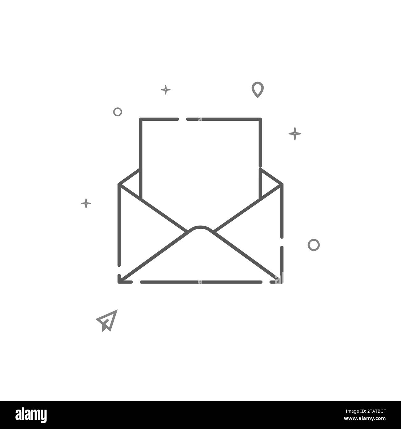 Open envelope with a letter inside simple vector line icon. Symbol ...