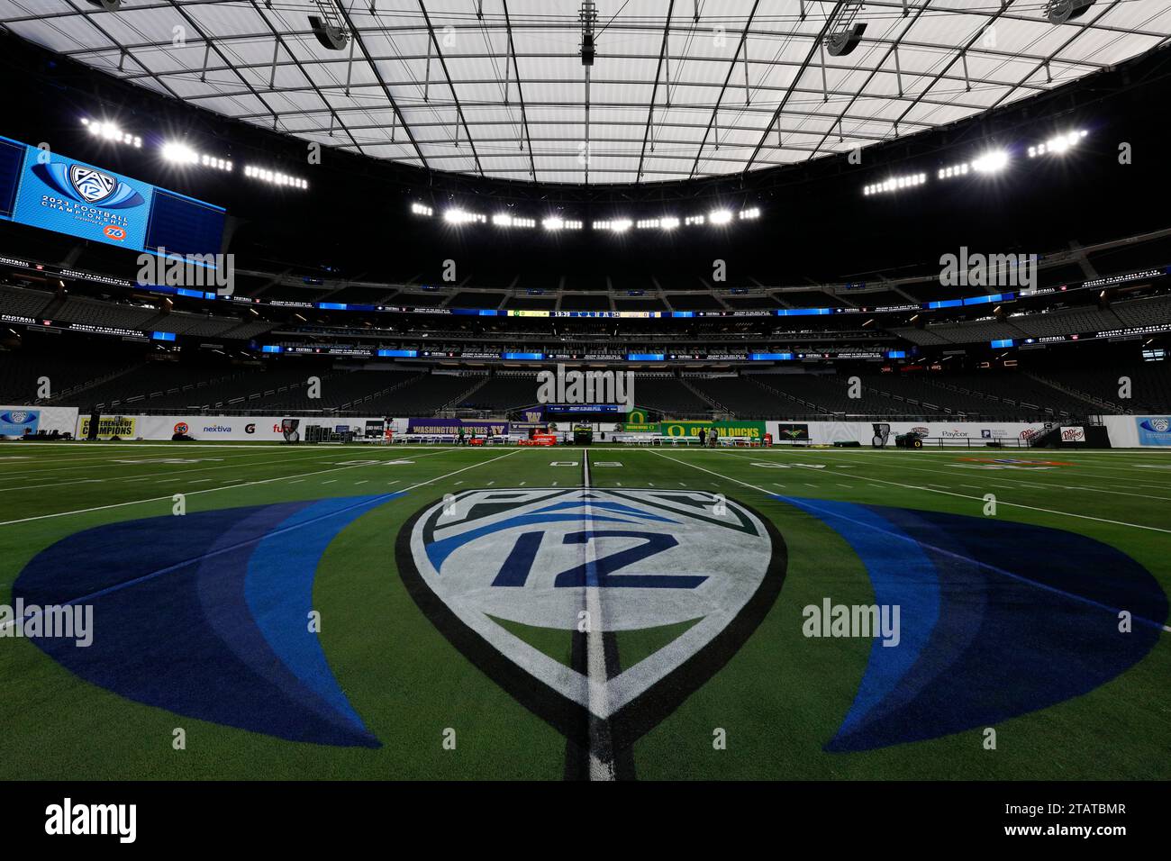 A general overall interior view of an empty Allegiant Stadium at the ...
