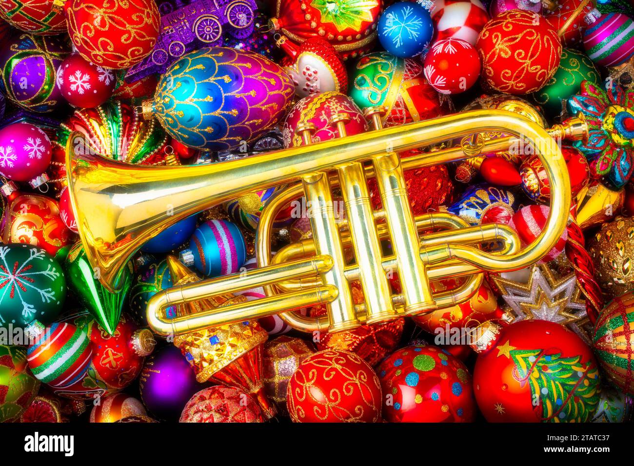 Brass Christmas Trumpet Stock Photo - Alamy