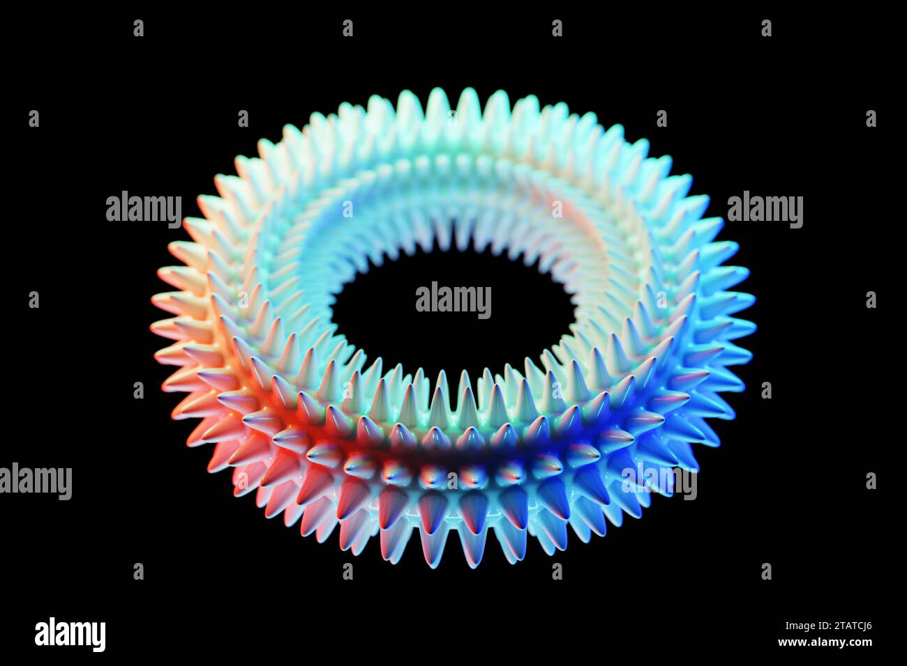 Futuristic neon colorful torus donut. 3D rendering, torus geometry ...
