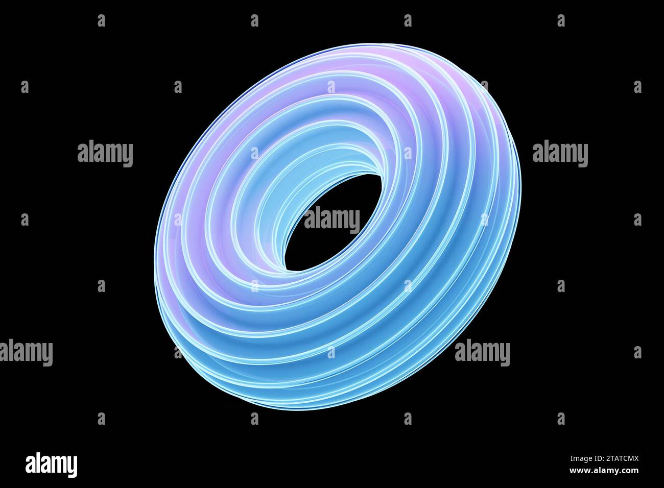 Futuristic neon colorful torus donut. 3D rendering, torus geometry ...