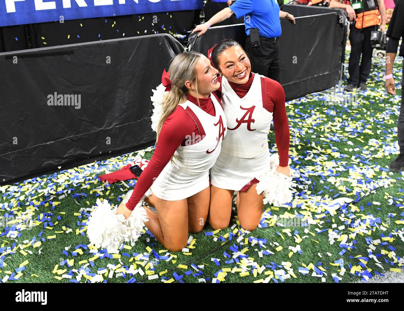 ATLANTA, GA - DECEMBER 02: Alabama Crimson Tide cheerleaders celebrate ...