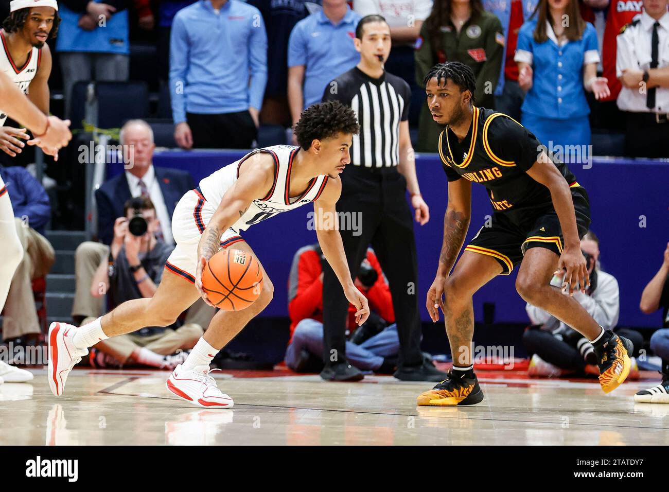 Dayton, USA. 02nd Dec, 2023. Javon Bennett (0) is seen during NCAA Men ...