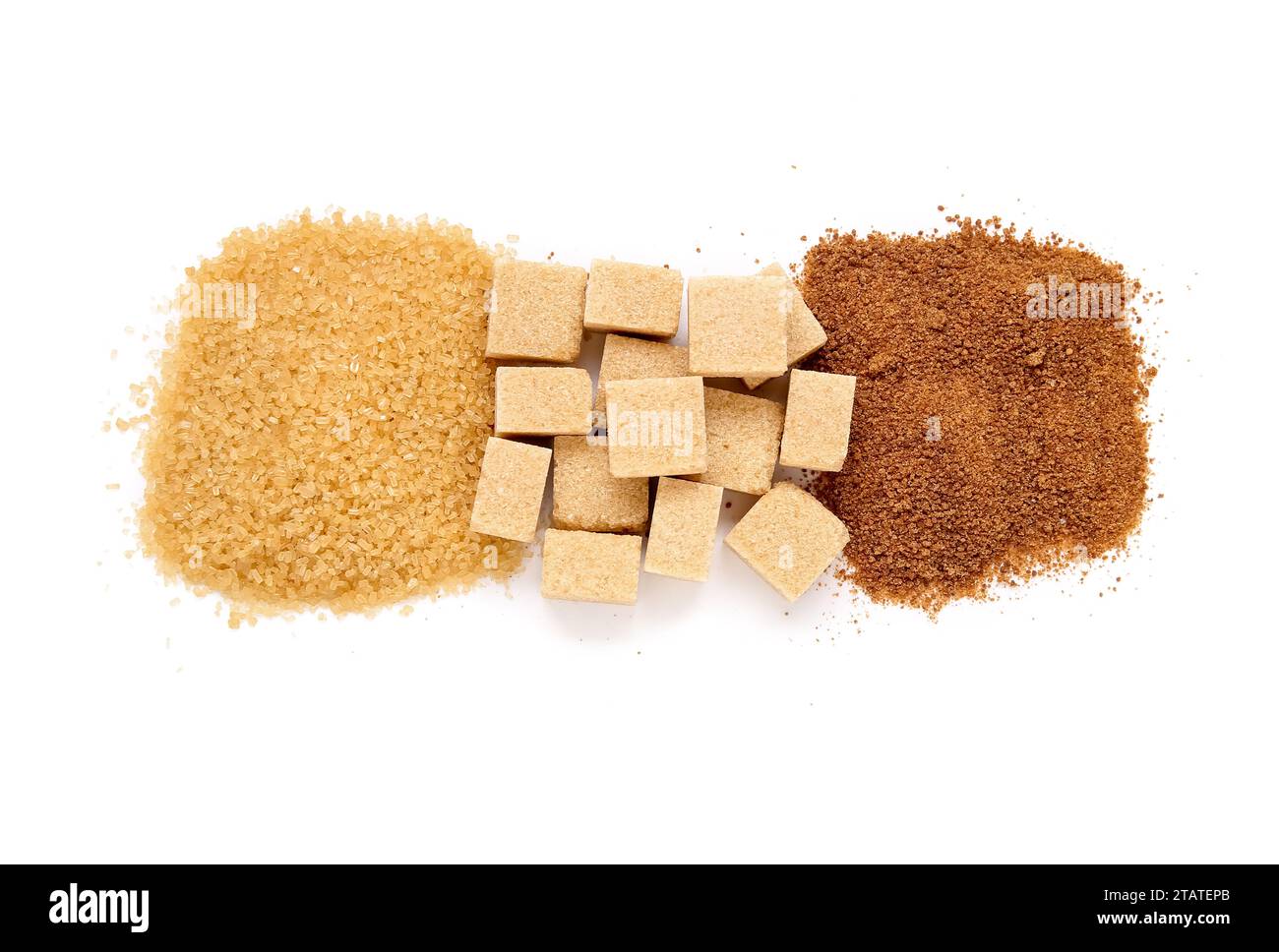Different types of sugar on white background Stock Photo - Alamy