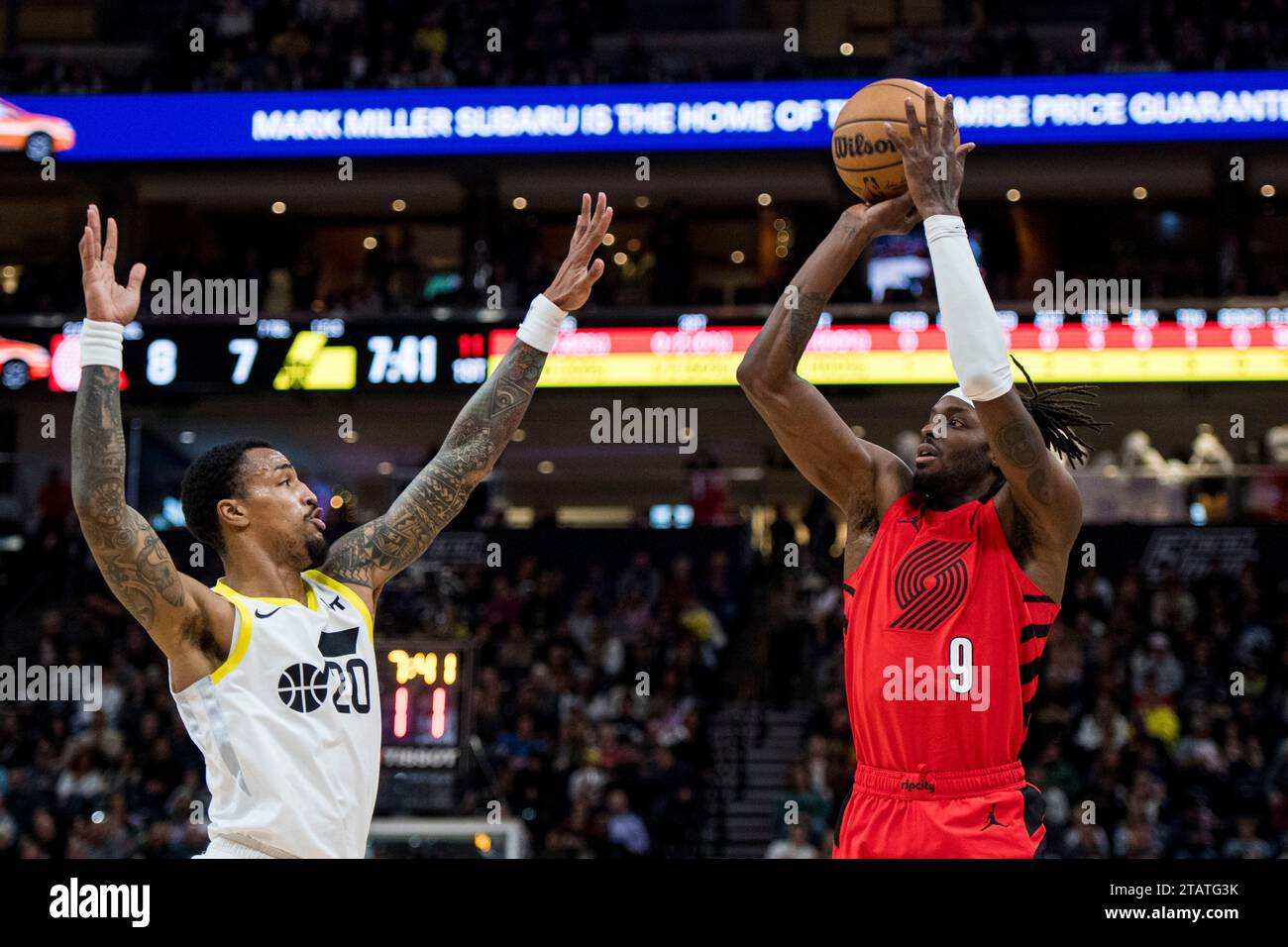 Portland Trail Blazers forward Jerami Grant (9) shoots against Utah ... Portland Trail Blazers forward Jerami Grant (9) shoots against Utah ...
