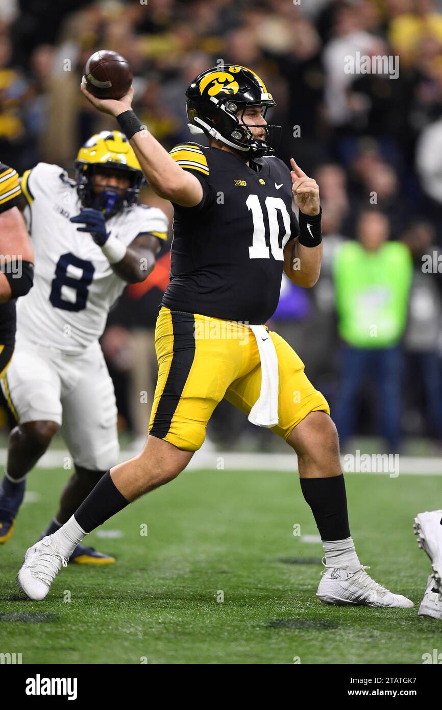 INDIANAPOLIS, IN - DECEMBER 02: Iowa Hawkeyes Quarterback Deacon Hill ...