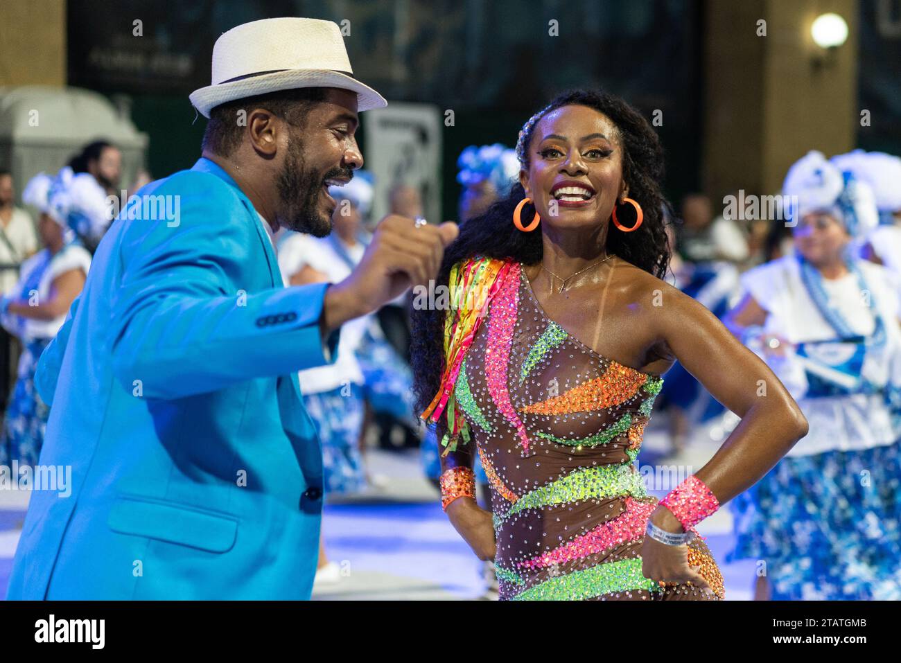 Rio De Janeiro, Brazil. 2nd Dec, 2023. Performers from Beija Flor samba ...