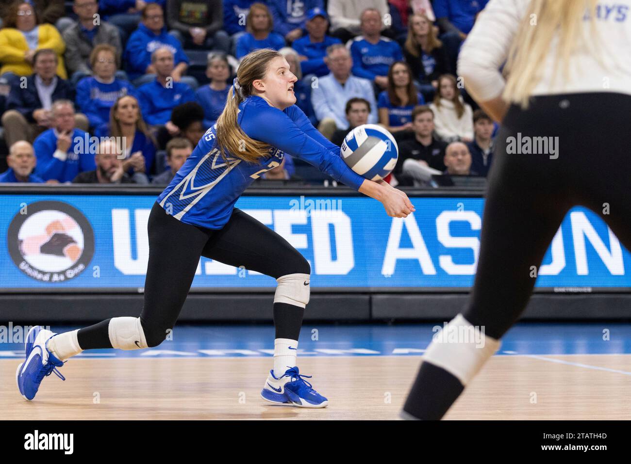 Creighton's Sydney Breissinger (24) hits the ball during the first set ...