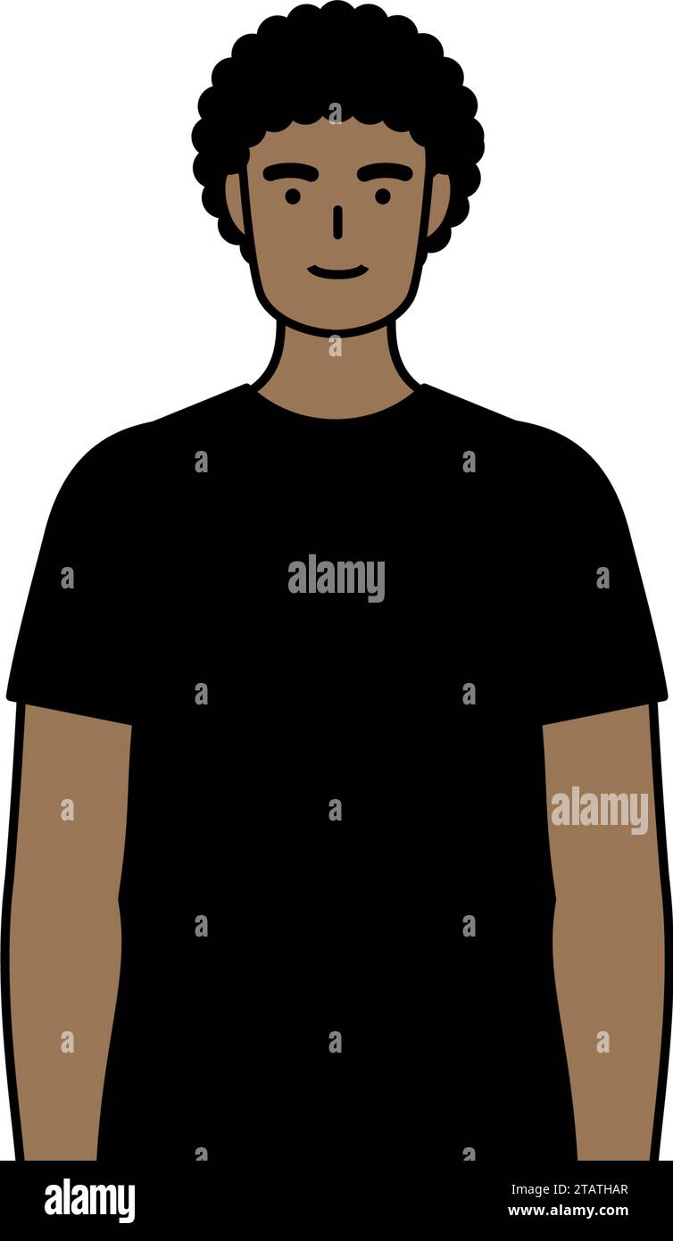 African-American man with a smile facing forward, Vector Illustration ...