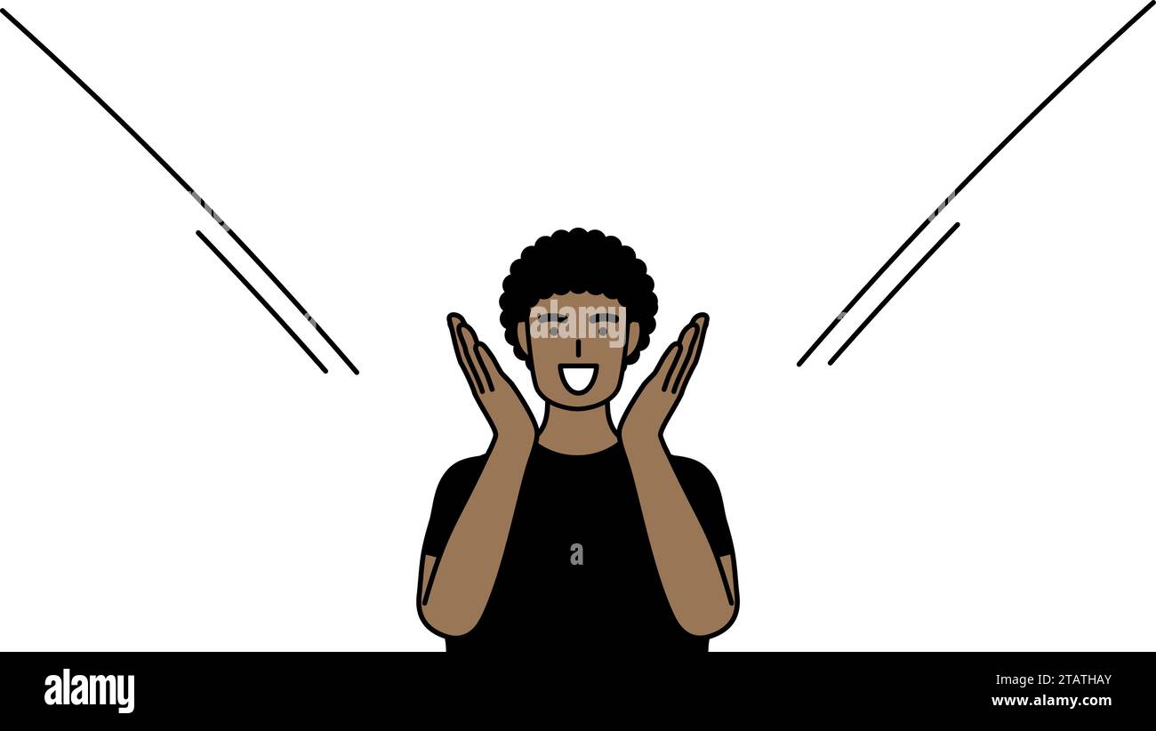 African-American man calling out with his hand over his mouth, Vector ...