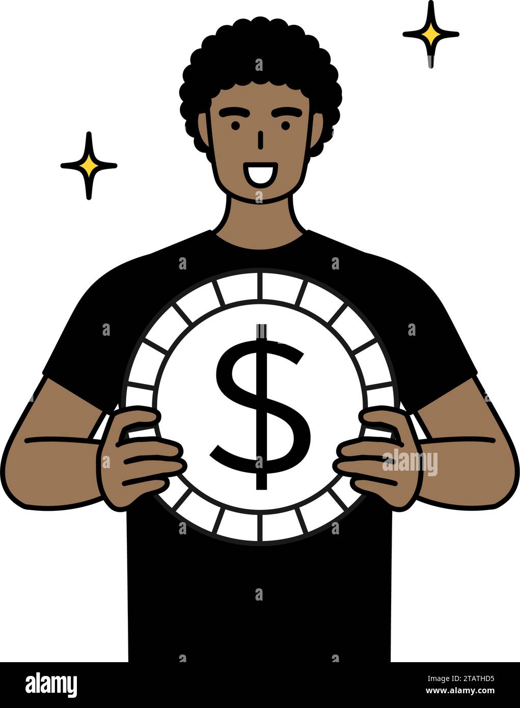 African-American man with images of foreign exchange gains and dollar ...