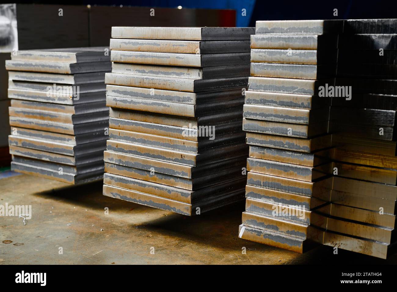 Stacks of details with ground edges and corners on floor Stock Photo ...