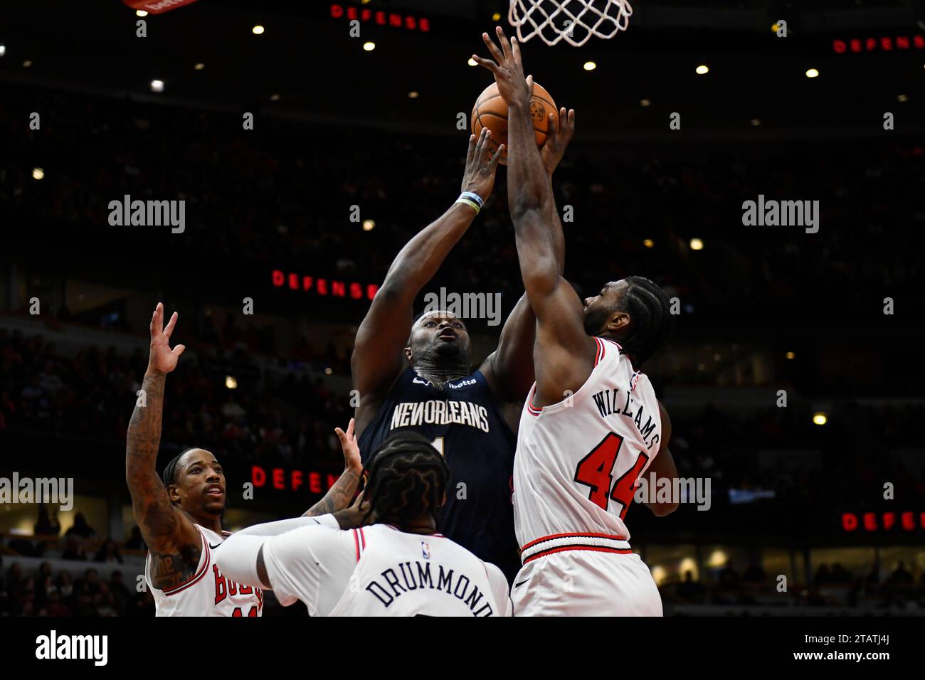 New Orleans Pelicans' Zion Williamson (1) goes up for a shot against ...
