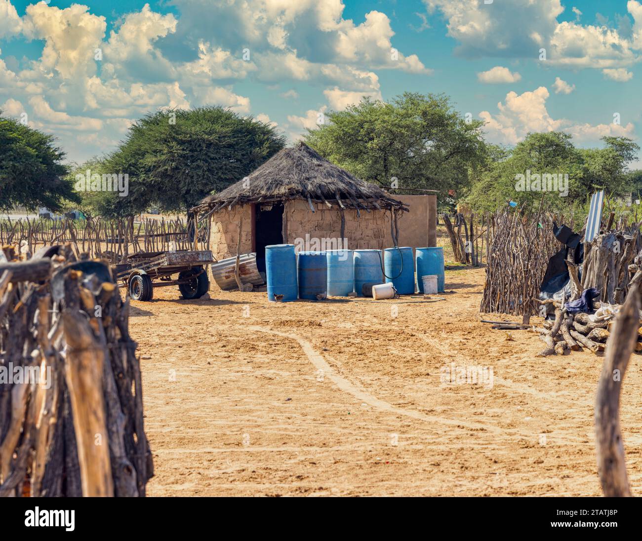 african village traditional houses in southern africa, donkey cart to ...