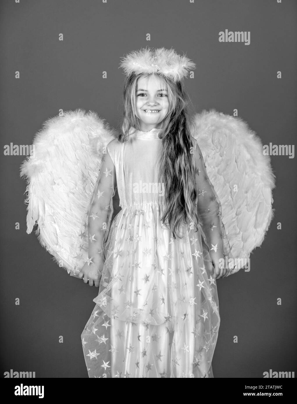 Angel child girl with white wings and angels halo, valentines day ...