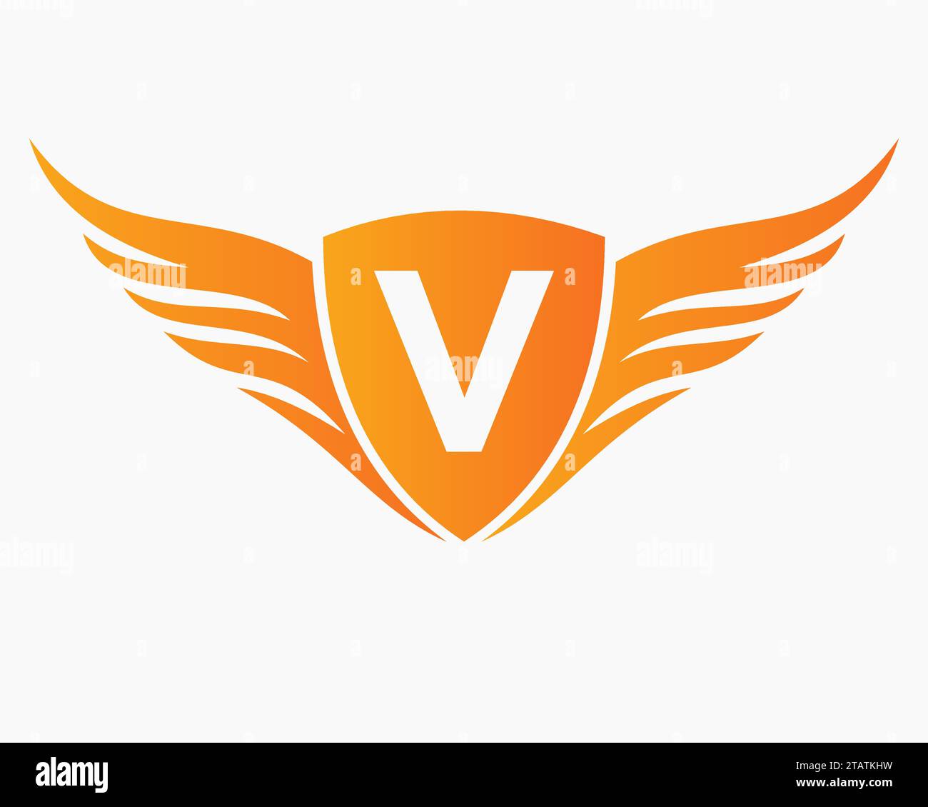 Wing Logo On Letter V, Transportation Symbol, Transport Sign Stock ...