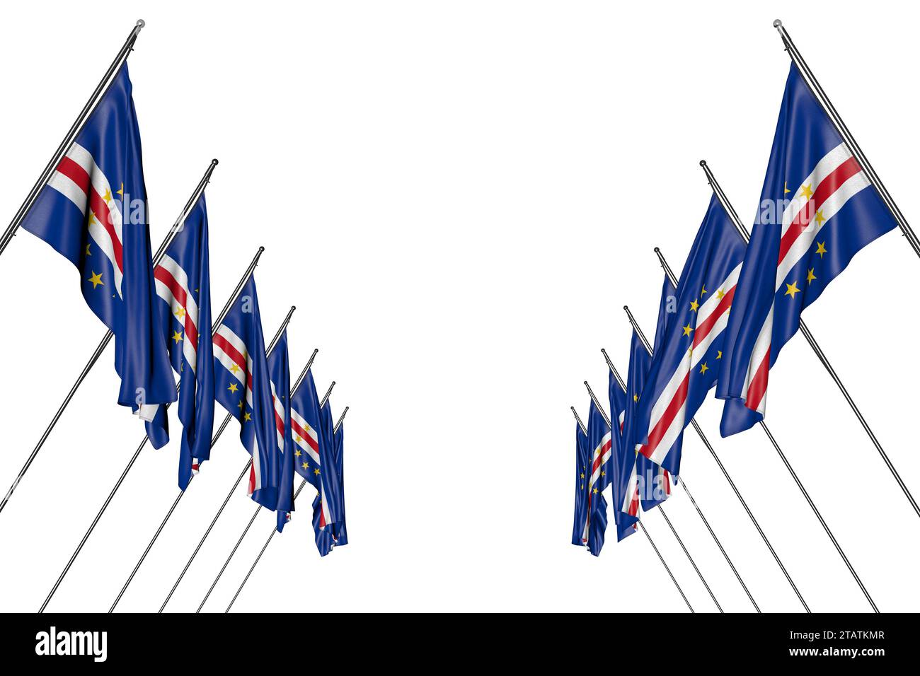 wonderful day of flag 3d illustration - many Cabo Verde flags hangs on ...