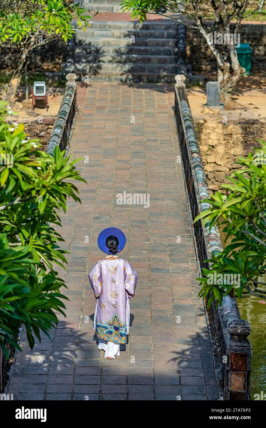 HUE, VIETNAM - SEP 22,2023: Tourists wear ancient costumes in the tomb ...