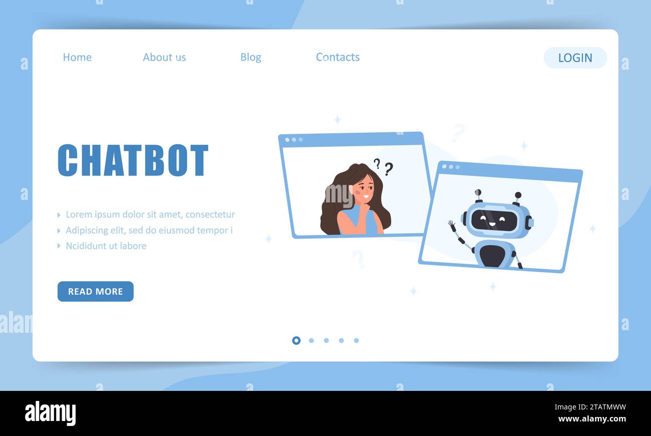 Chatbot concept. Landing page template. Woman talking with robot. AI assistant. Girl asking ...