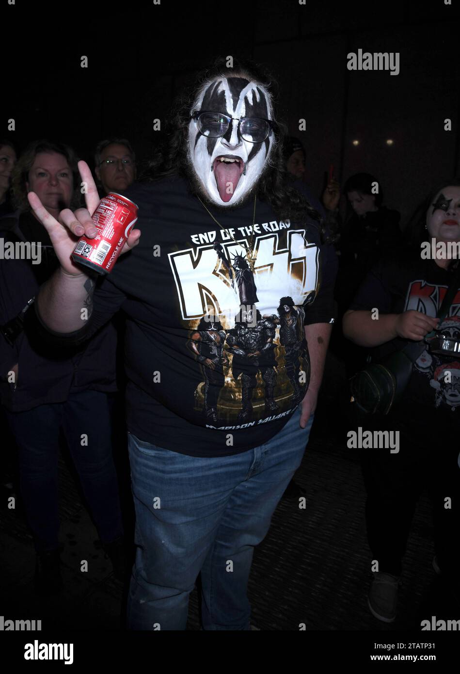 December 2, 2023, New York, New York, USA: Kiss Fans attend the final ...