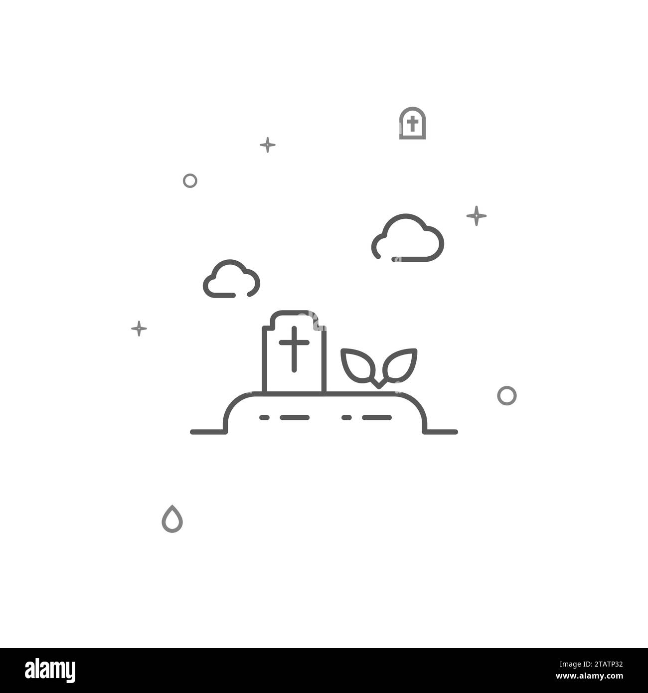 Grave, tombstone simple vector line icon. Symbol, pictogram, sign ...