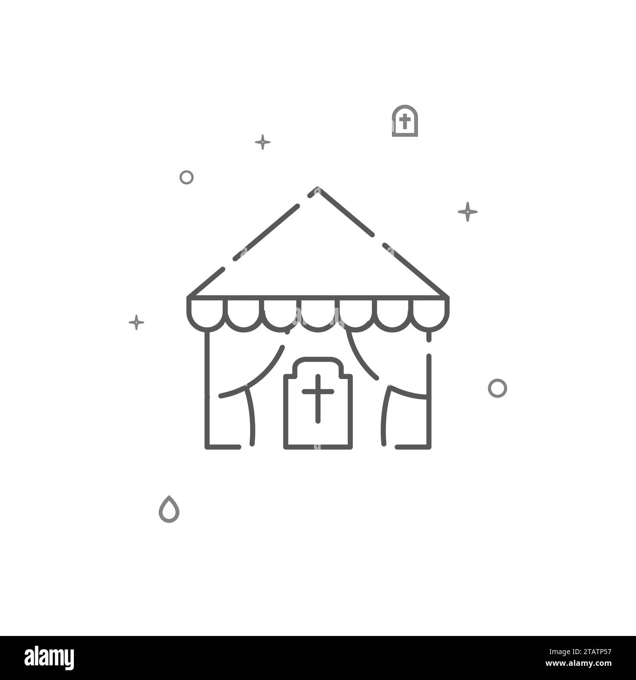 Cemetery, funeral tent simple vector line icon. Symbol, pictogram, sign ...
