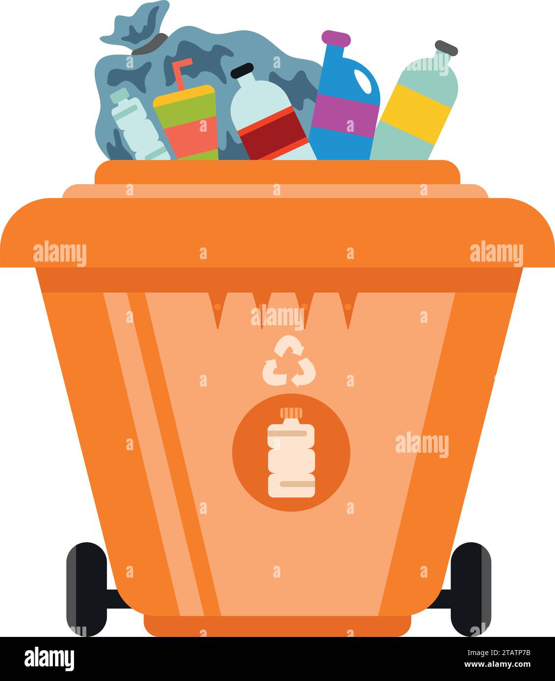 waste management in plastic bin vector isolated Stock Vector Image ...