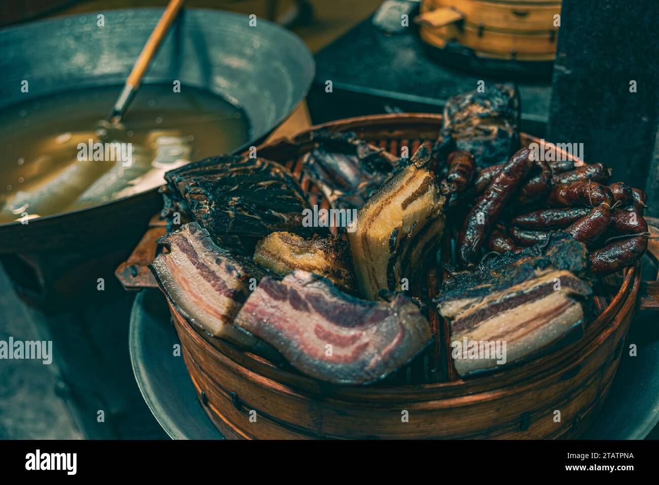 street food salt meat in pot Stock Photo - Alamy