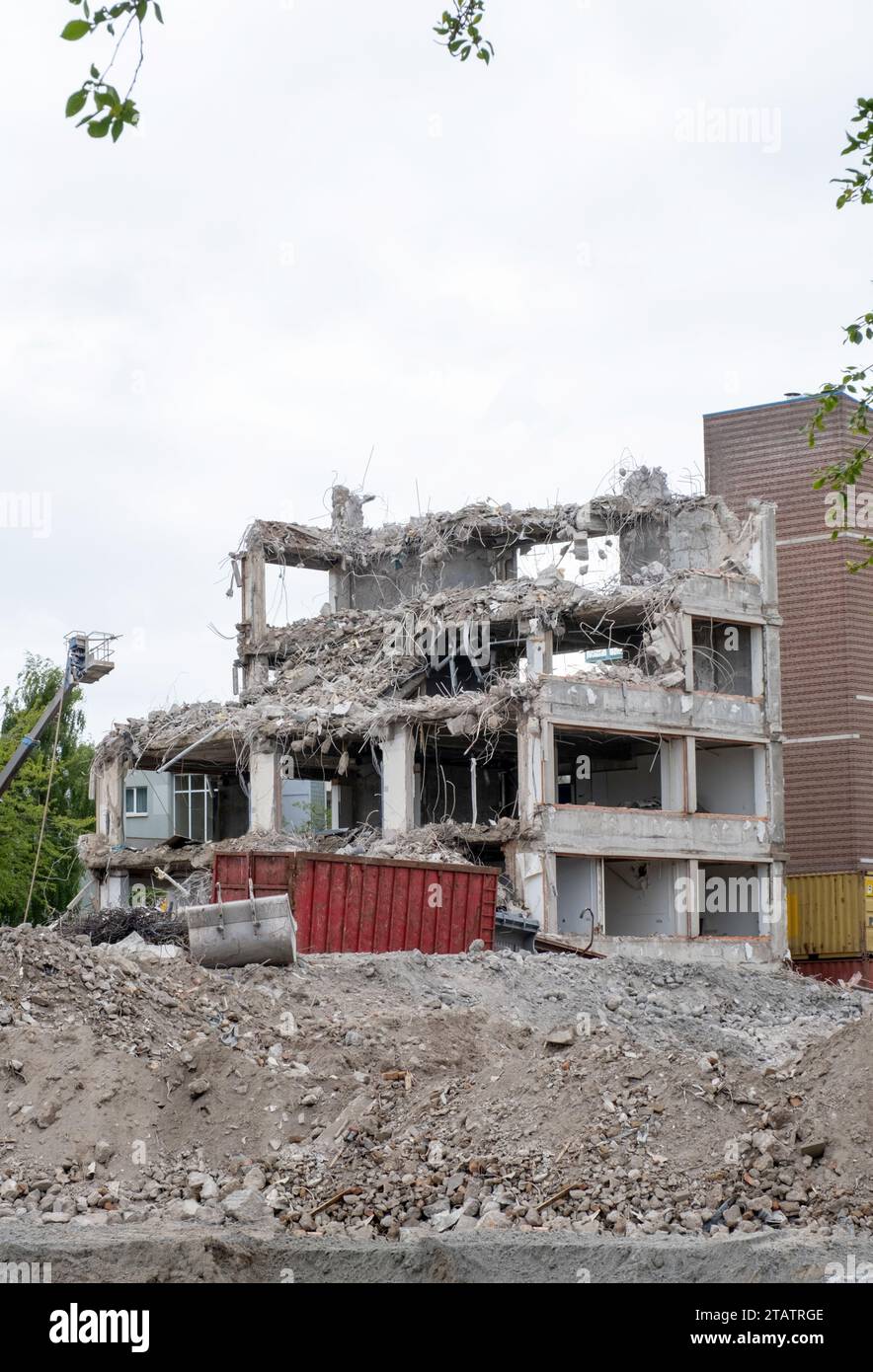 Damage, Breaking and Broken big house with Pile, ruined, destroy and ...