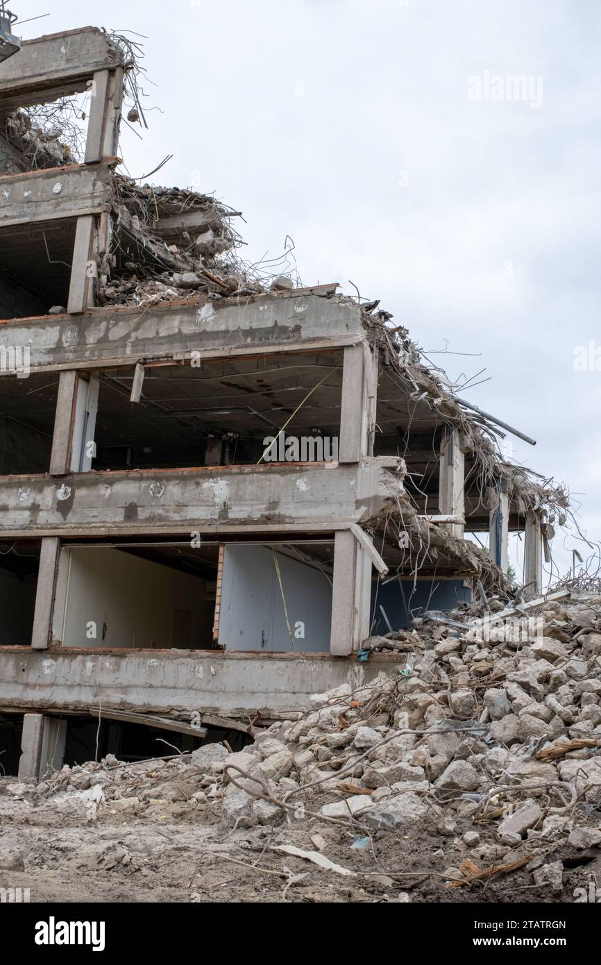 Damage, Breaking and Broken big house with Pile, ruined, destroy and ...