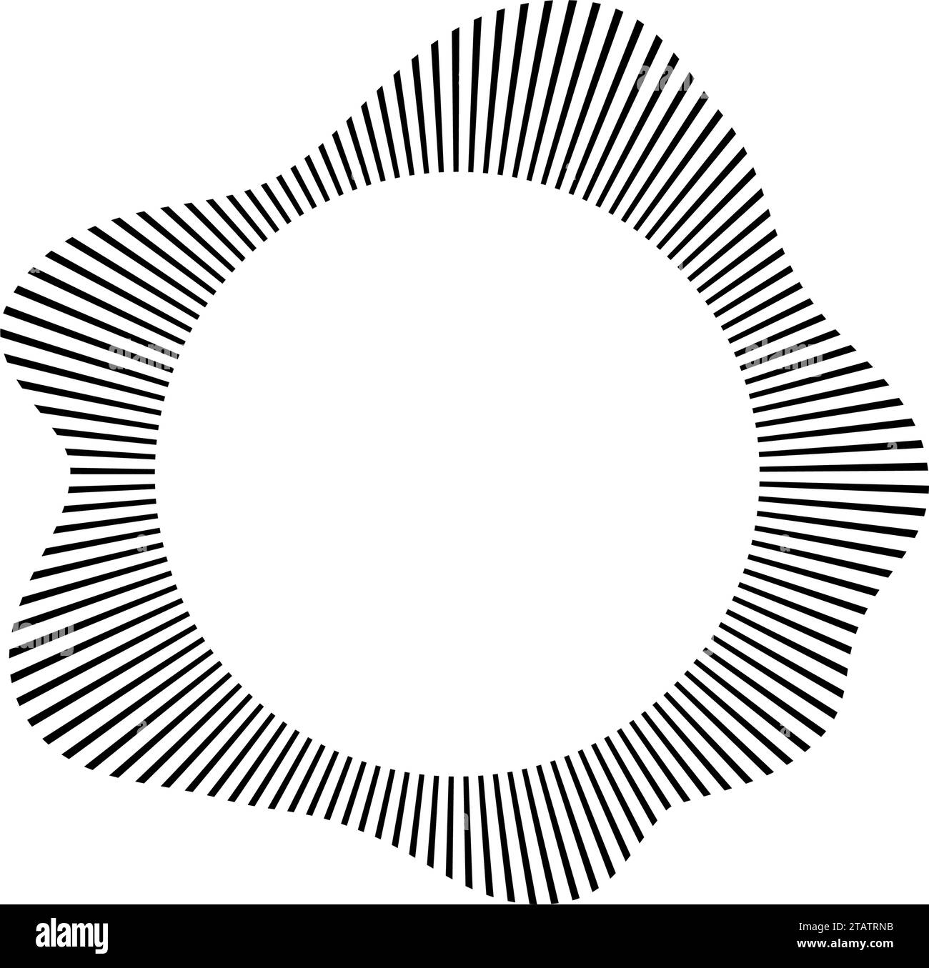 Radial wave sound lines. Circular frame. Sound circle ring. Wavy round ... Radial wave sound lines. Circular frame. Sound circle ring. Wavy round ...