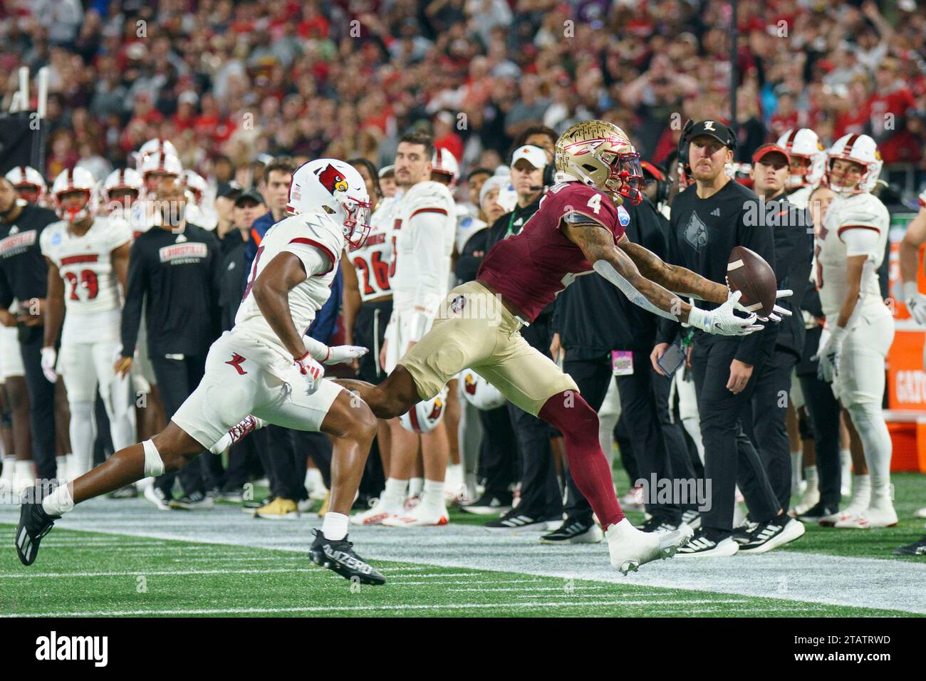 Charlotte, North Carolina, USA. 2nd Dec, 2023. Florida State receiver ...