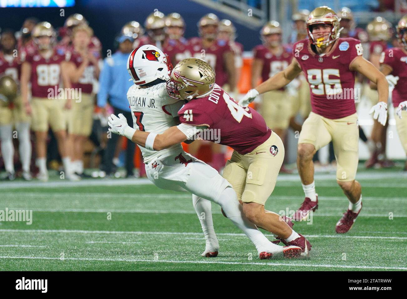 Charlotte, North Carolina, USA. 2nd Dec, 2023. Florida State linebacker ...