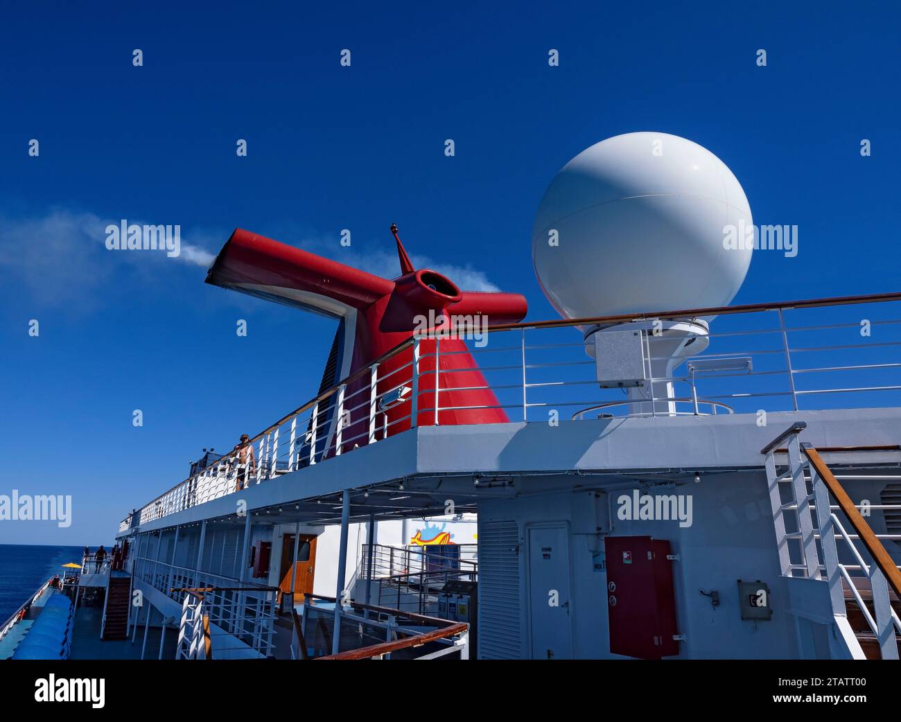 South Pacific Cruise / Cruise ship's Sea Tel Satellite on the deck of ...