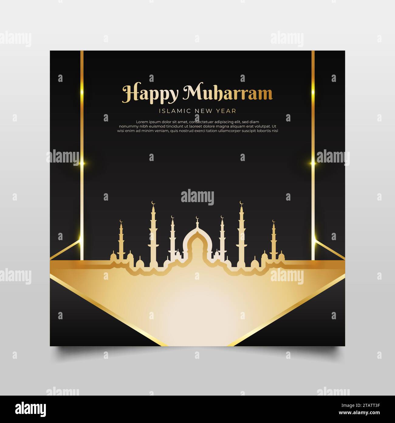 Islamic New Year Design Concept with Golden Mosque. Hijri New Year ...