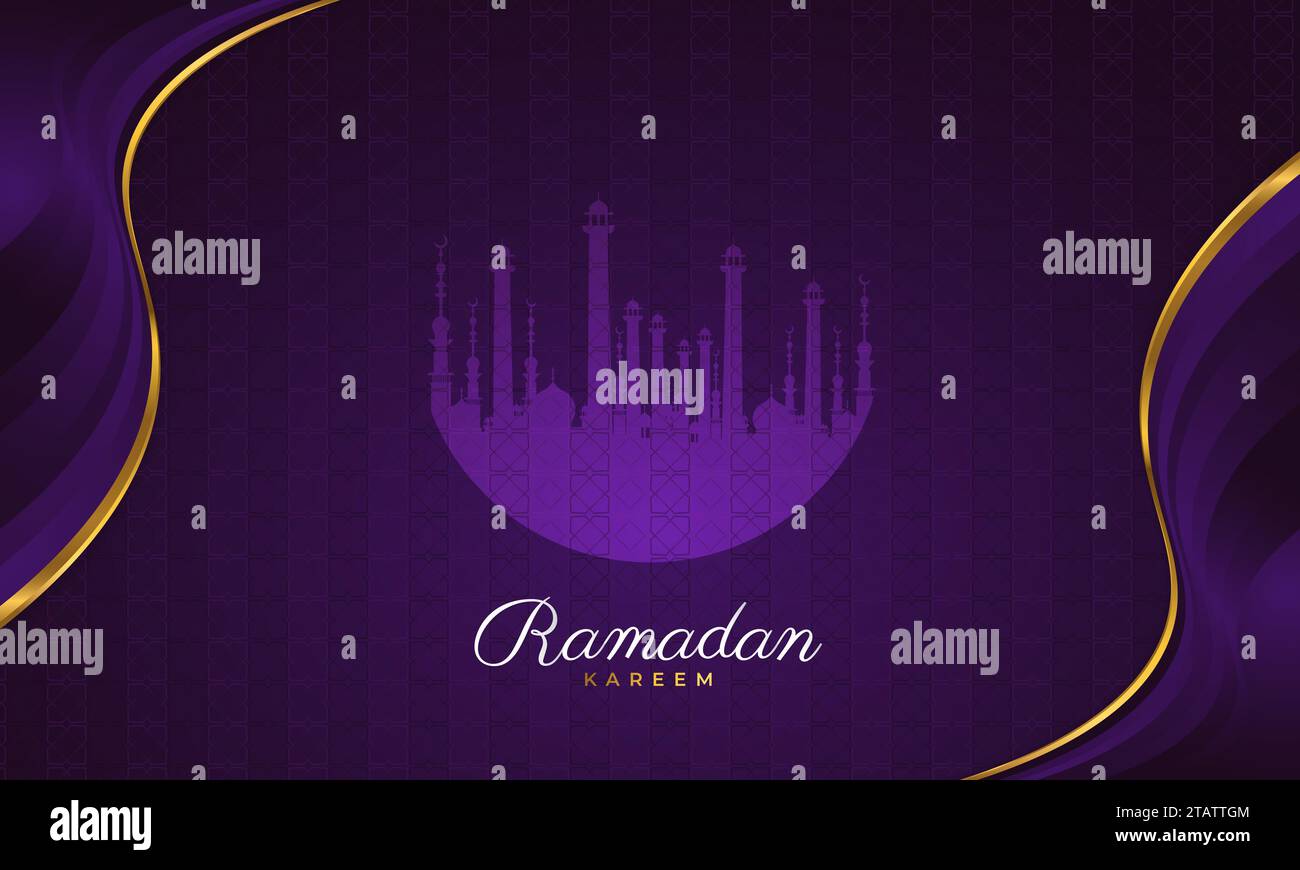 Ramadan Kareem Background with Mosque Silhouette and Abstract Pattern ...