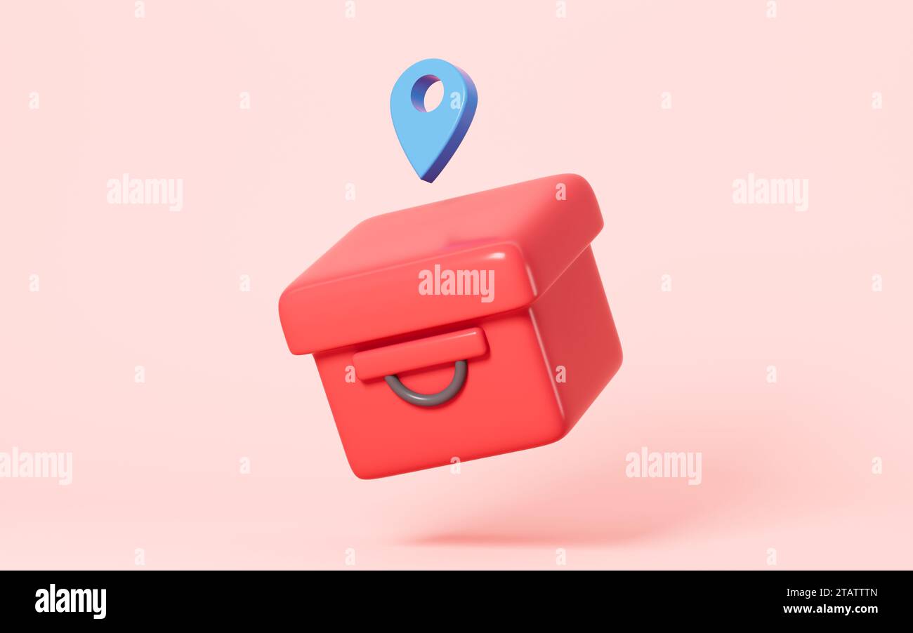 Cartoon takeout box and food, 3d rendering. 3d illustration Stock Photo ...